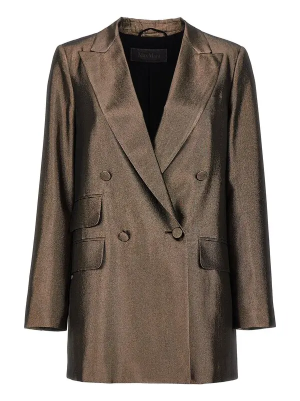 Max Mara Edro Lamé Blazer Jacket - Brown