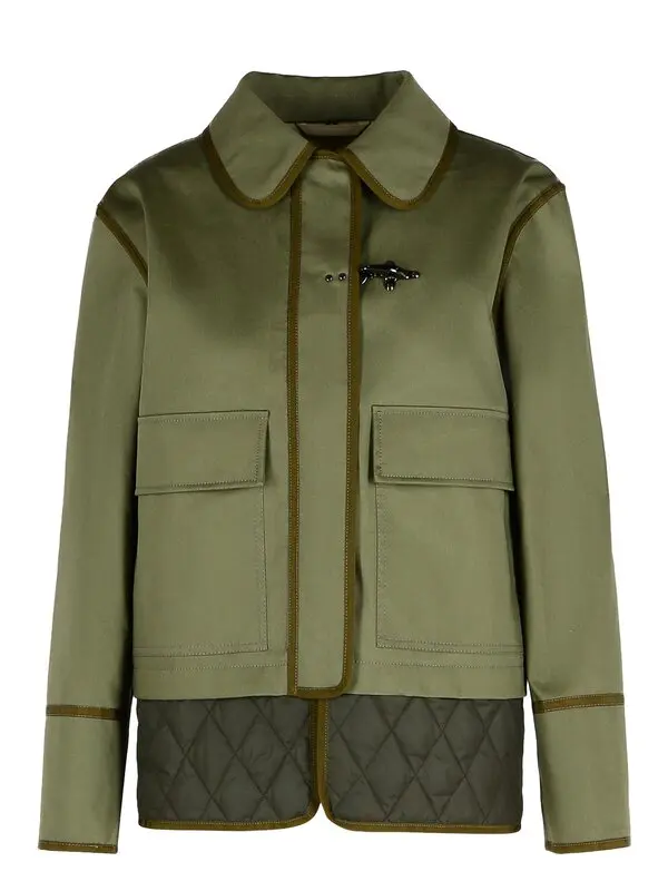FAY Cotton Blend Jacket With Quilted Inserts - Green