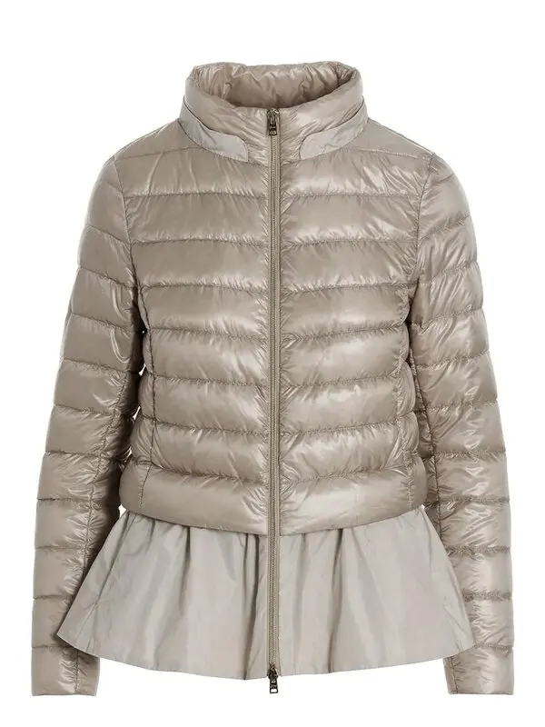 Herno Ultralight Down Jacket With Peplum Detail - Gray