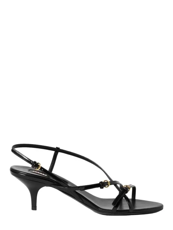 Miu Miu Patent Leather Sandals With Buckles - Black
