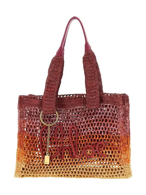 Chloé East-west Summer Banana Crocheted Raffia Shopper Bag - Multicolor