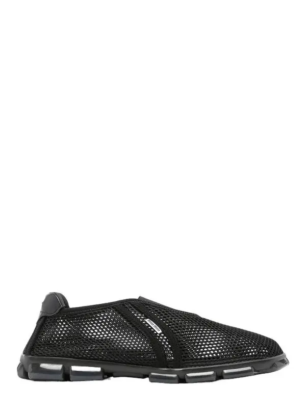 Miu Miu Mesh Slip-on Boots With Logo Detail - Black
