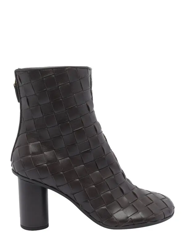 Bottega Veneta Woven Leather Ankle Boots - Brown
