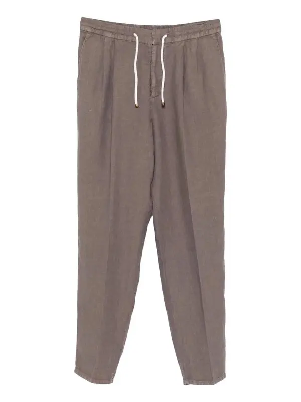 Brunello Cucinelli Garment-dyed Linen Pants With Double Pleats - Multicolor