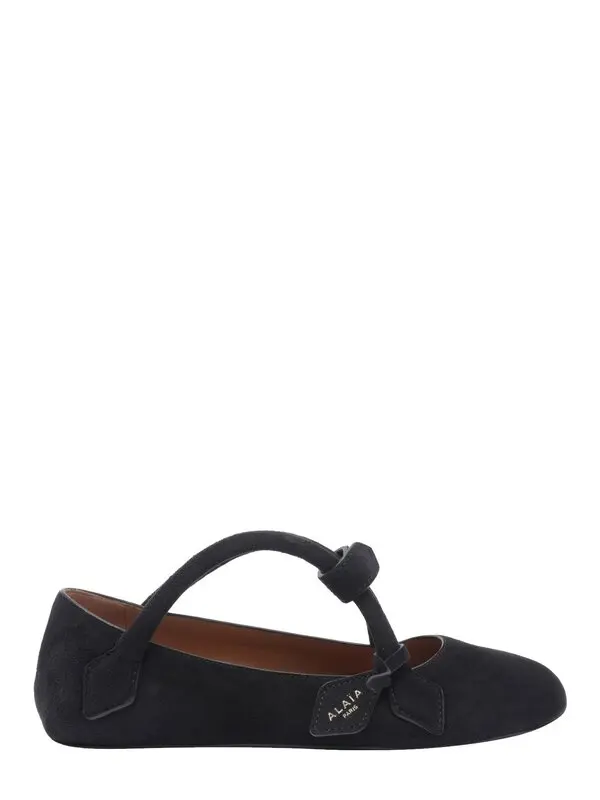 Alaïa Suede Mary Jane Flats - Black