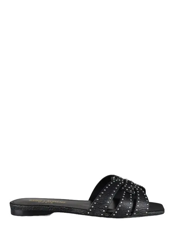 Saint Laurent Tribute Studded Leather Mules - Black