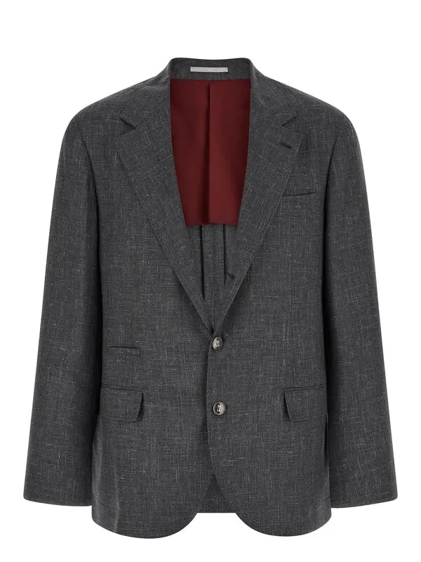 Brunello Cucinelli Blazer Flamed Canvas Blazer - Gray