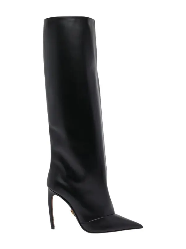 Dolce & Gabbana Leather Pointed Toe Stiletto Heel Boots - Black