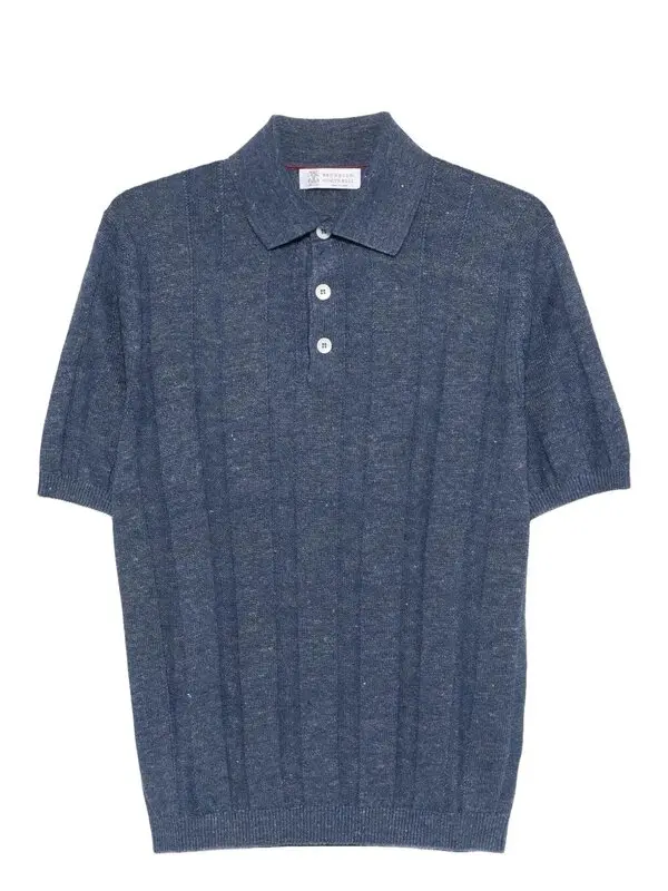 Brunello Cucinelli Linen And Cotton Wide Rib Knit Polo - Multicolor