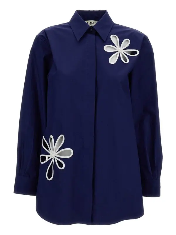 Fendi Poplin Shirt With Cut-out Detail - Multicolor