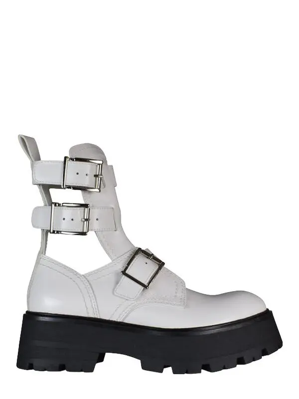 Alexander McQueen Rave Buckle Boots - White