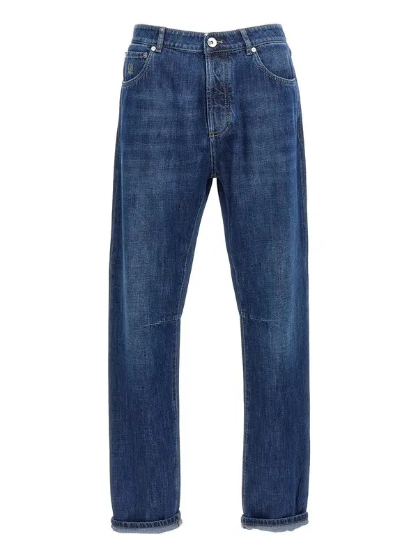 Brunello Cucinelli Denim Jeans With Button Closure - Blue