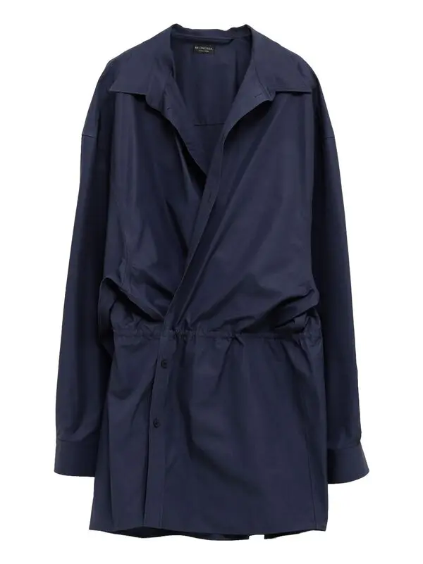 Balenciaga Elasticated Waistband Cotton Shirt Dress - Blue