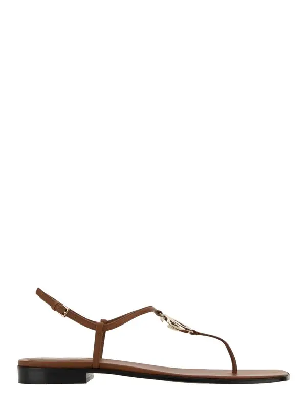Gucci Leather Thong Sandals - Brown