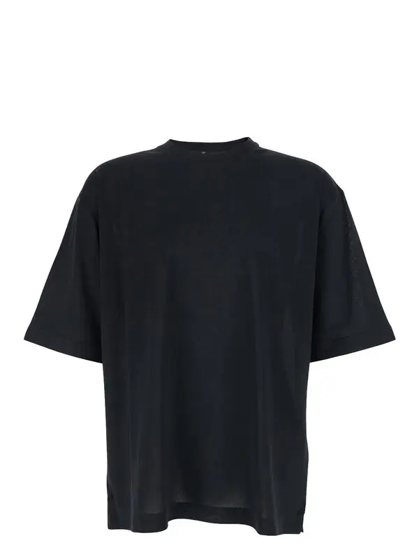 Jacquemus Le Rond Carre Mc' T-shirt With Round Neck And Logo On The Back In Fabric - Black