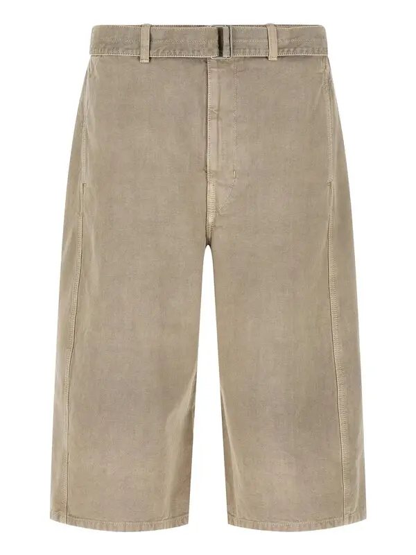 LEMAIRE Garment-dyed Cotton Denim Bermuda Shorts With Flared Wide Leg - Gray