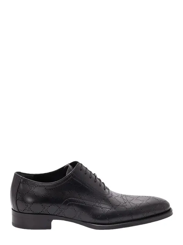 Gucci Leather Perforated Oxfords - Black