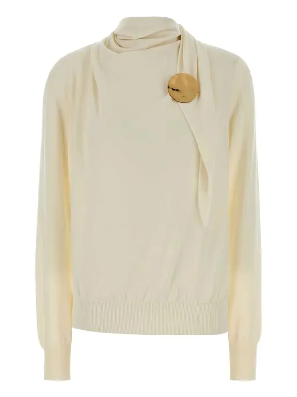JIL SANDER Cream Wool Sweater - Yellow