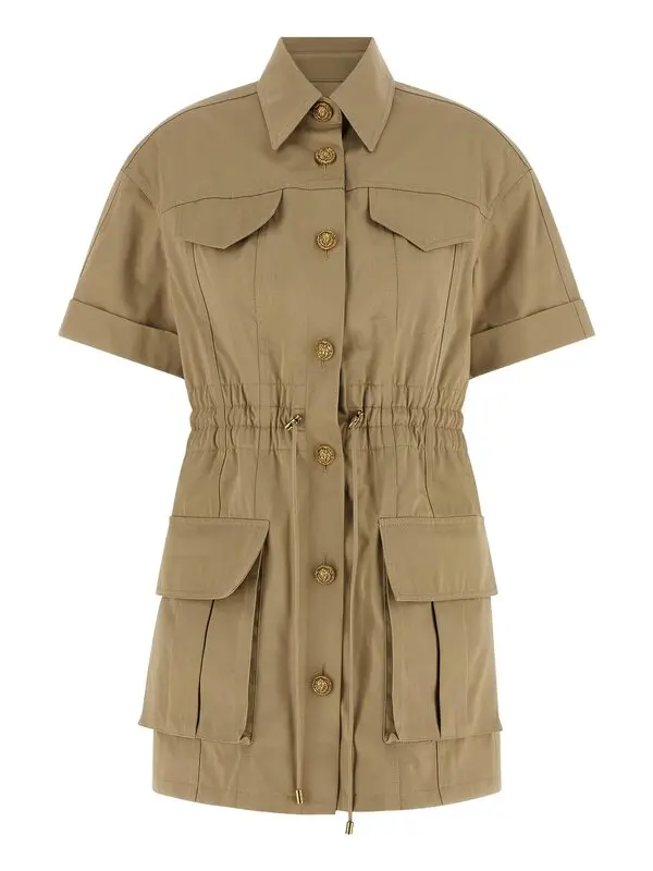 Balmain Saharan Cotton Gabardine Mini Dress - Green