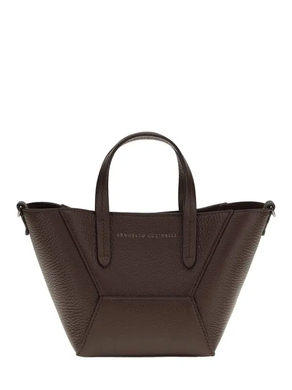 Brunello Cucinelli Leather Handbag With Monogram Detail - Multicolor