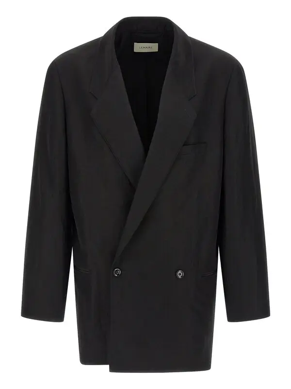 LEMAIRE Soft Db Blazer In Tropical Wool Blend - Black