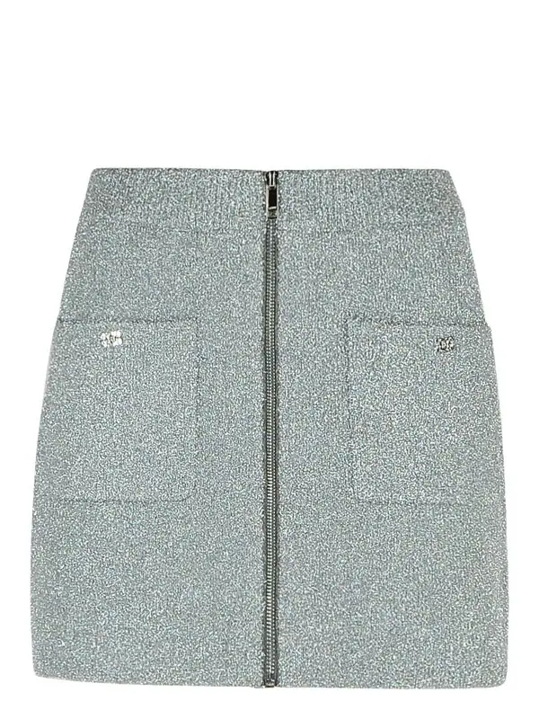 GANNI Sparkle Wool Blend Miniskirt - Silver