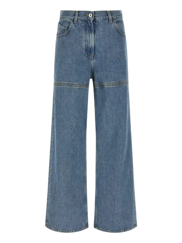 Attico Cut-out Wide Leg Jeans - Blue