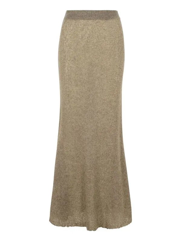 LISA YANG Kelsy Long Skirt In Silk Blend - Brown