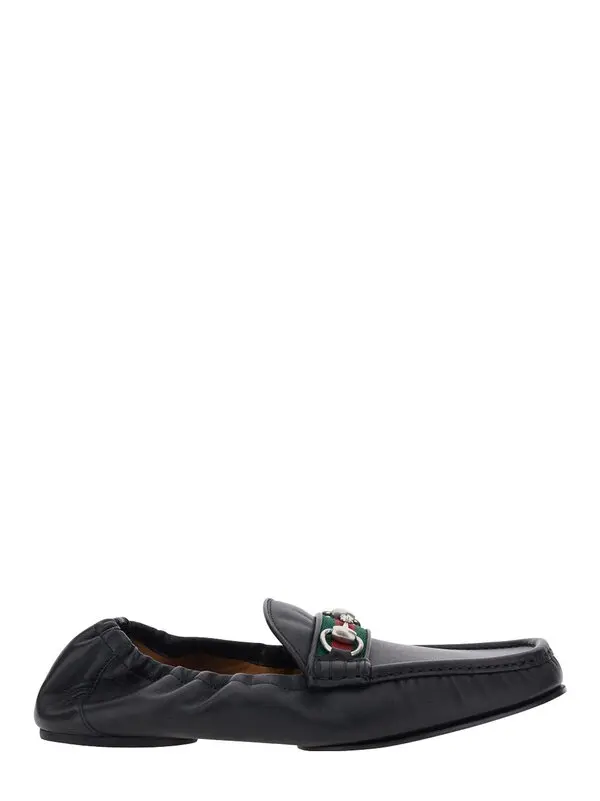 Gucci Leather Loafers With Horsebit Detail - Black