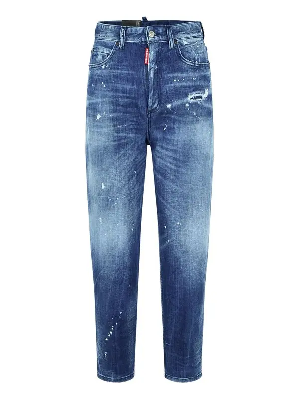 Dsquared2 Light Cotton Denim Jeans With Decorative Stains - Blue