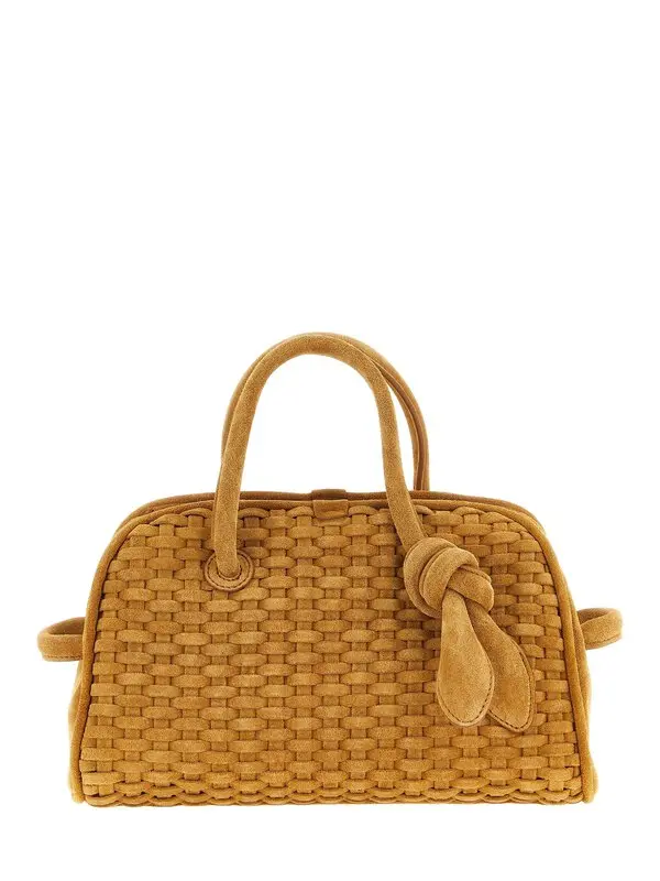 Jacquemus Le Petit Turismo Woven Suede Handbag - Cream