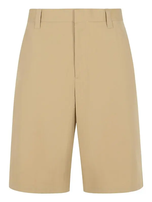 Moschino Beige Cotton Blend Bermuda Shorts - Cream