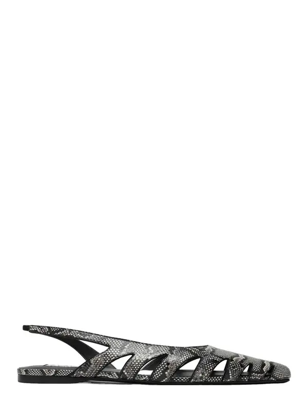 Alaïa Slingback Ballerinas In Python-effect Printed Leather - White