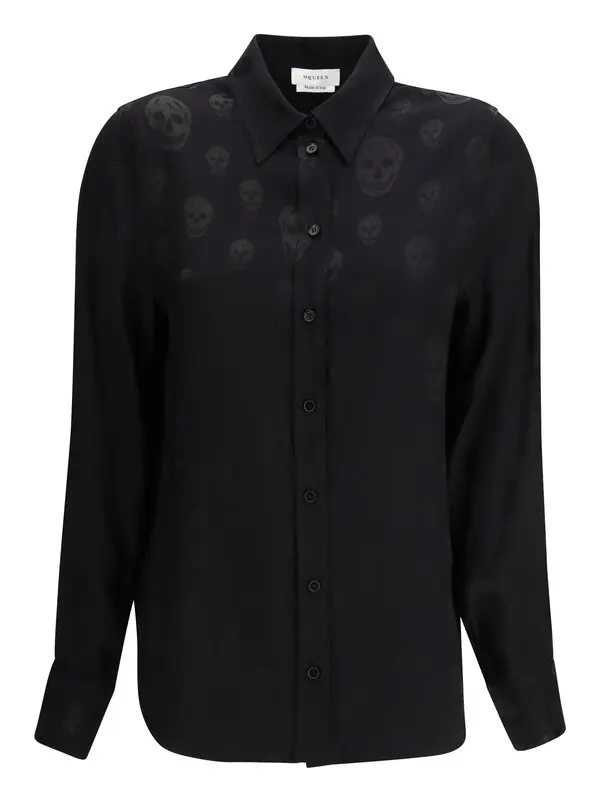 Alexander McQueen Skull Motif Viscose Shirt - Black