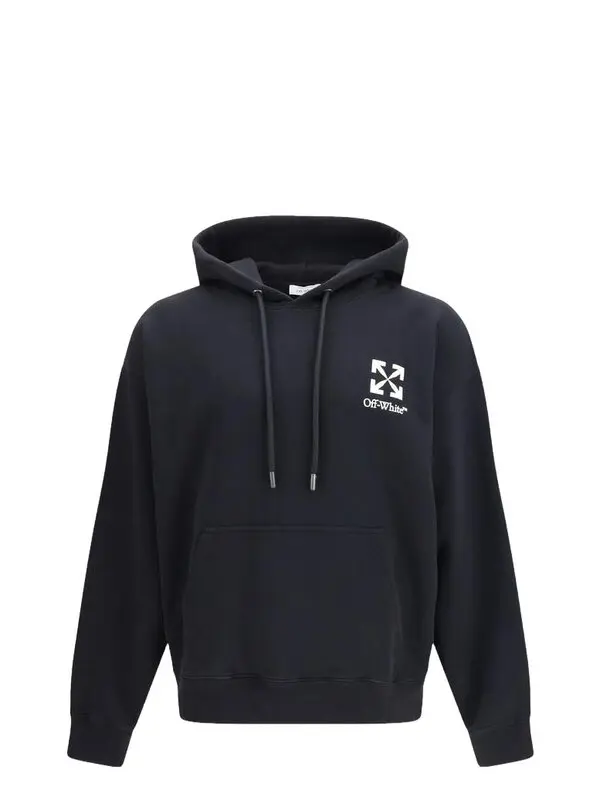 Off-White Arrow Detail Cotton Hoodie - Black