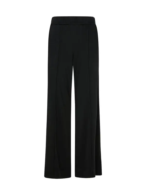 JIL SANDER Viscose Wide Leg Trousers - Black