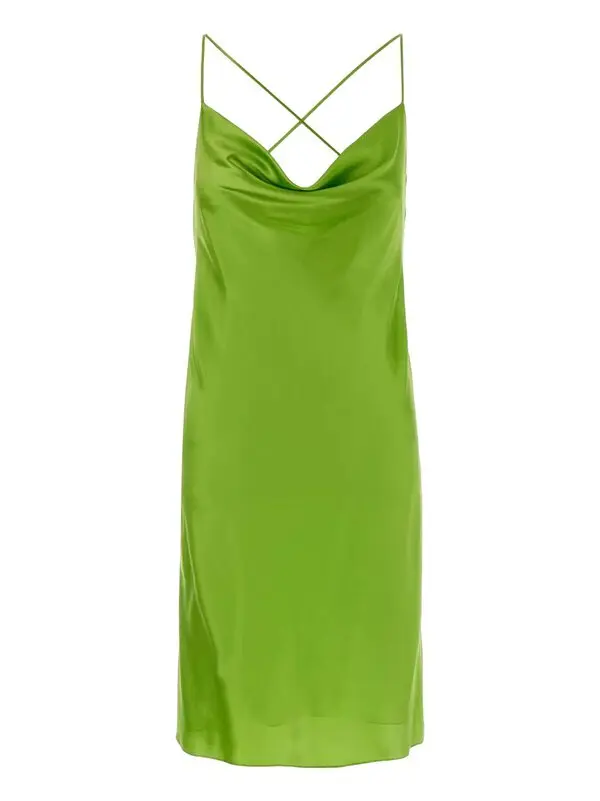 Saint Laurent Satin Mini Dress - Green