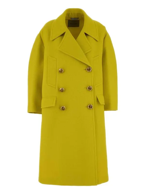 Balenciaga Double Breasted Wool Coat - Yellow