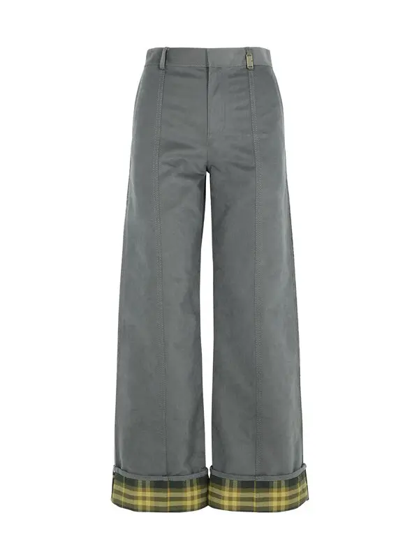 Burberry Grey Nylon Blend Trousers With Flannel Hem - Gray