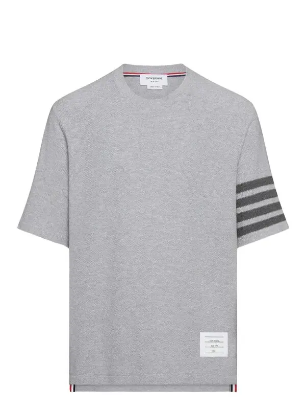 Thom Browne T-shirt With 4-stripe Detail - Gray