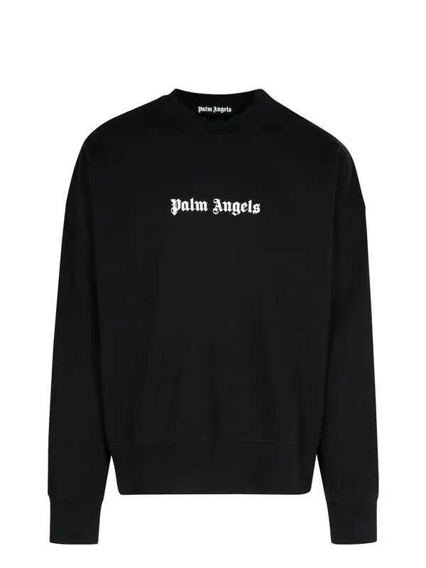 Palm Angels Cotton Crewneck Sweatshirt - Black