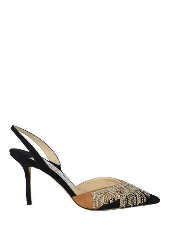 JIMMY CHOO Suede Pumps With Chain Detail - Black