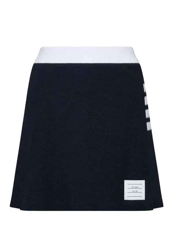 Thom Browne Miniskirt With Four-stripe Detail - Blue