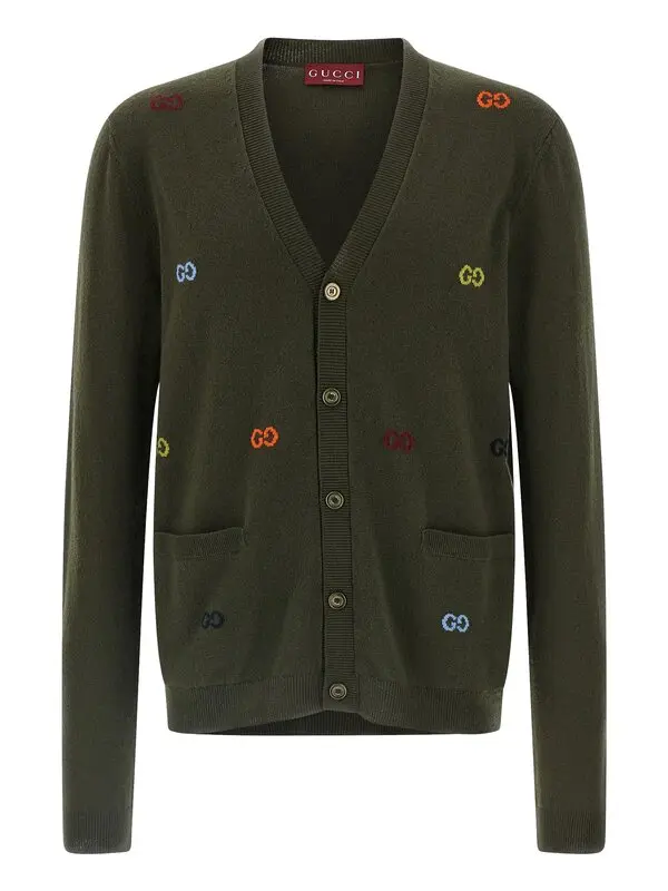 Gucci Gg Intarsia V-neck Cardigan - Green