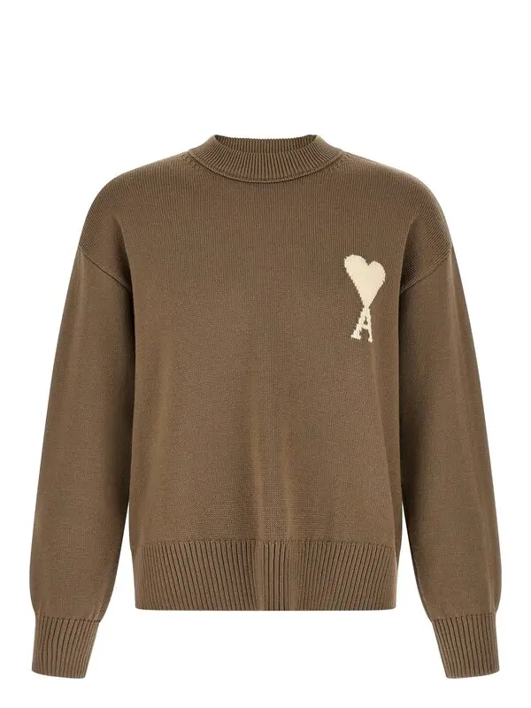 Ami De Coeur' Wool And Cotton Blend Sweater - Cream