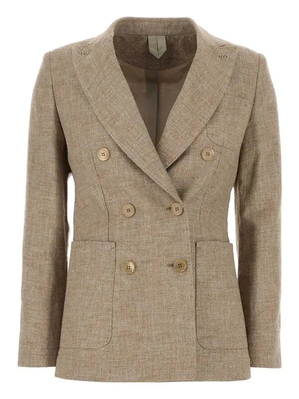 Max Mara Cappuccino Linen Blend Targa Blazer - Brown