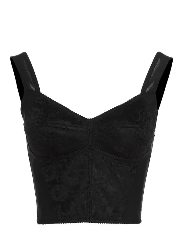 Dolce & Gabbana Jacquard And Lace Bustier - Black