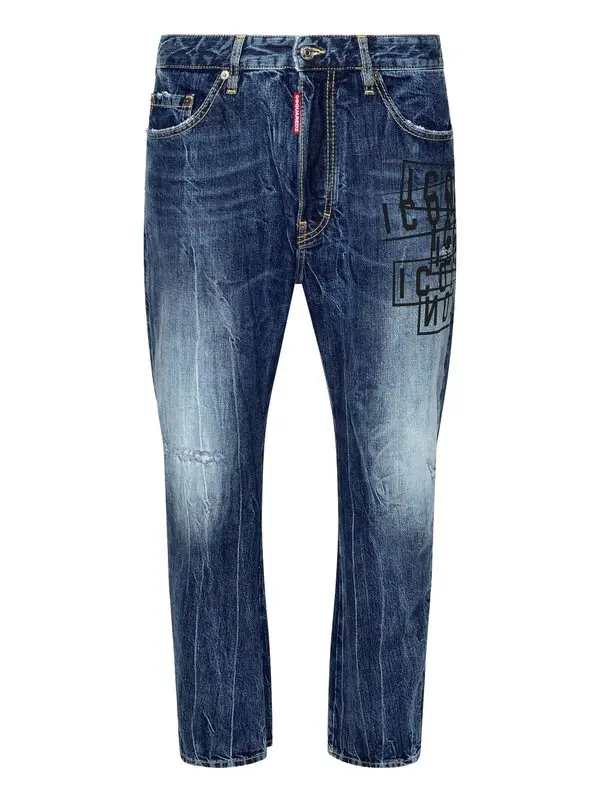 Dsquared2 Cotton Jeans With Front Print - Blue