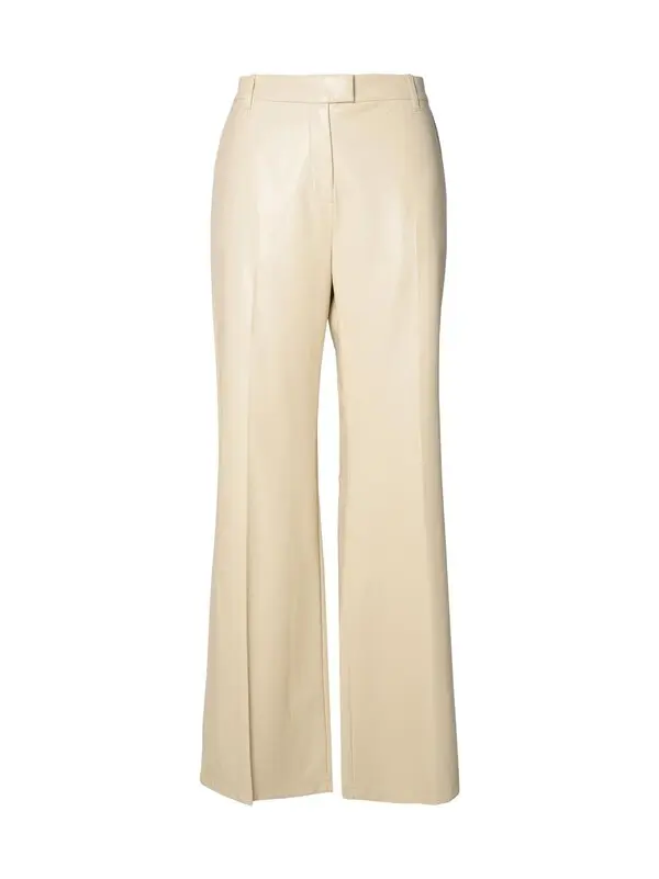 STAND STUDIO Faux Leather Flare Trousers - Cream