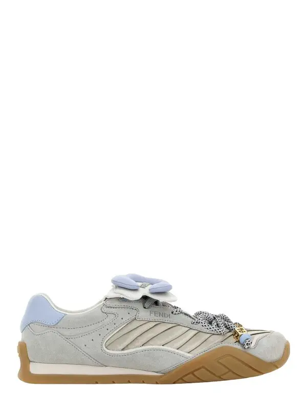 Fendi Light Suede And Fabric Wave Sneakers - Blue